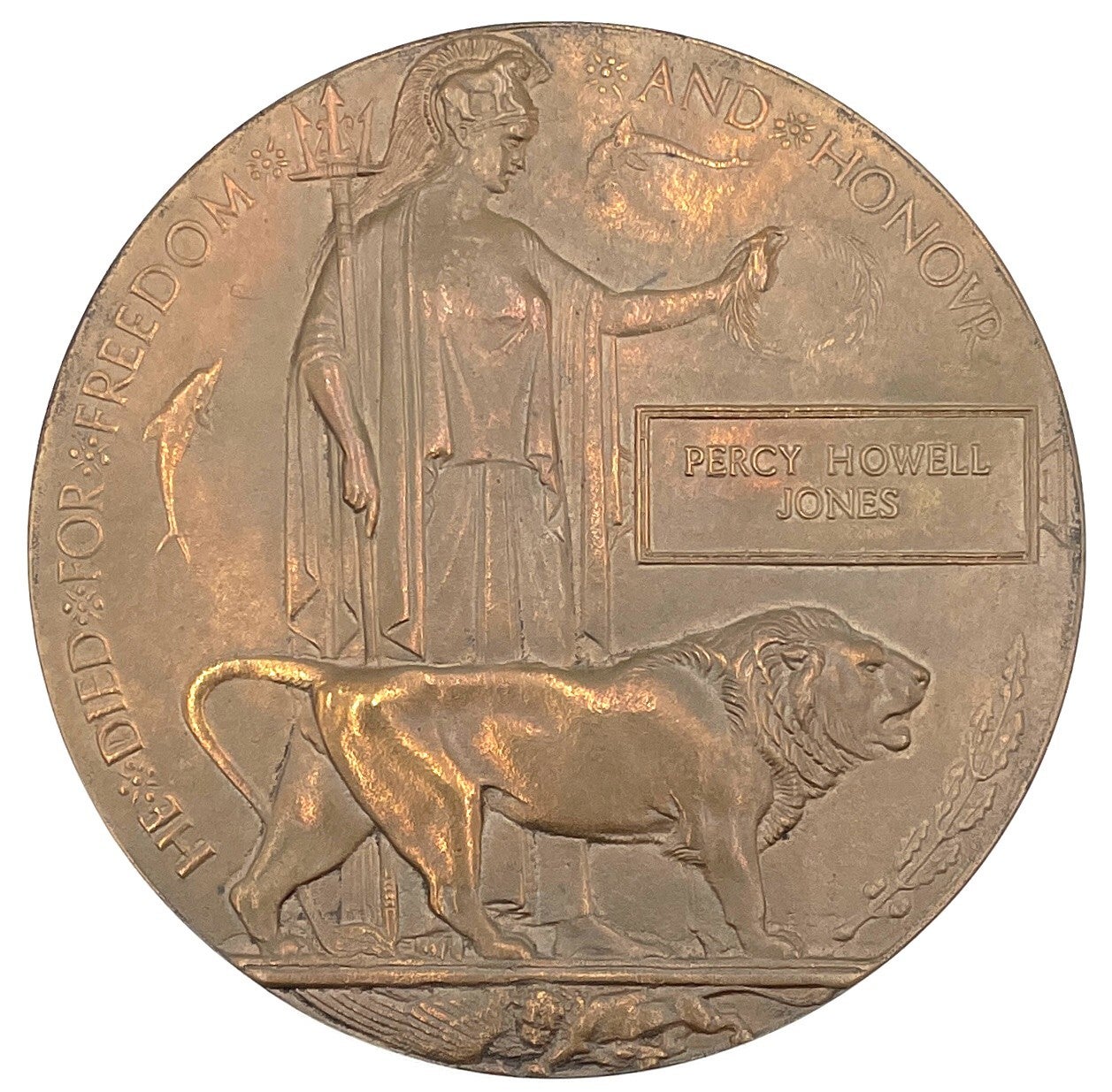 “Widow’s Penny” Memorial Plaque for Percy Howell Jones, circa 1920 ...
